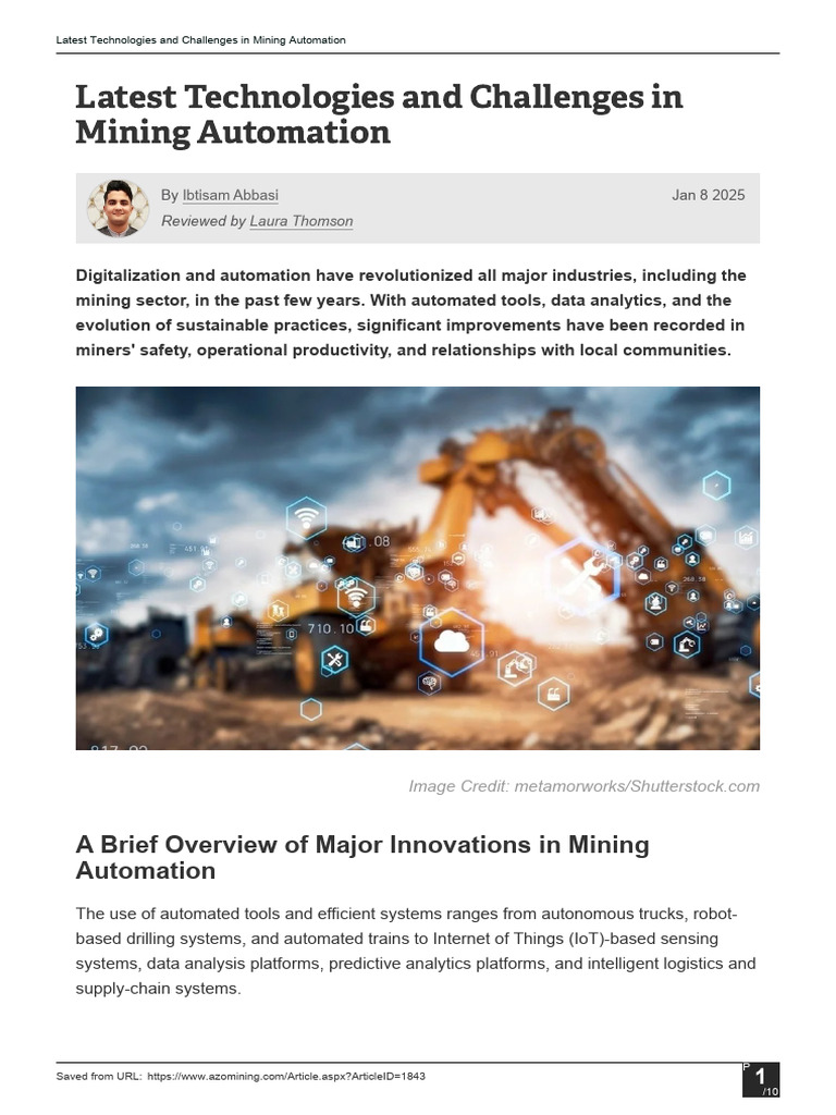 Latest Technologies and Challenges in Mining Automation | PDF ...