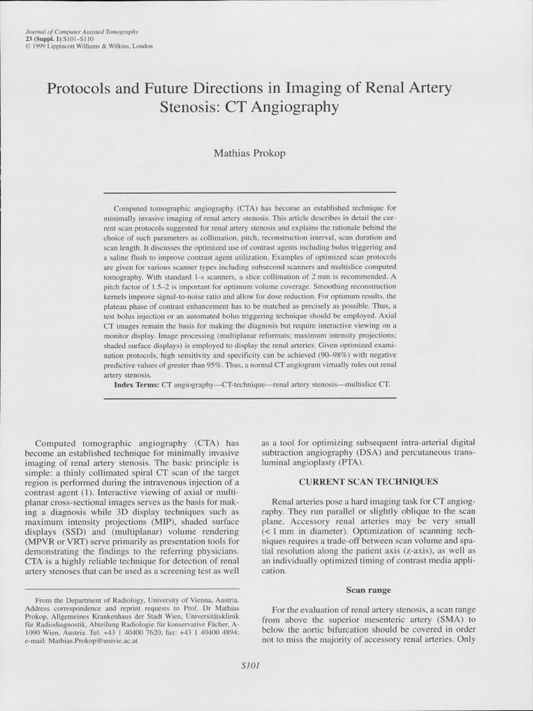 CT Renal Angiography | PDF