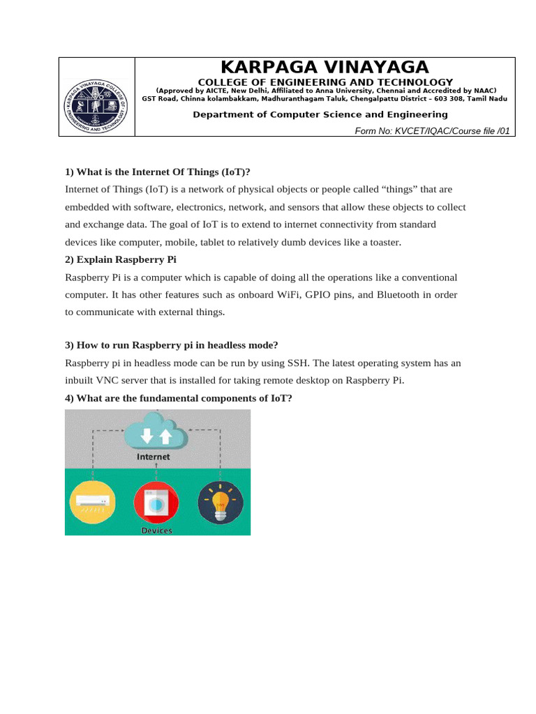 IOT 2 Marks | PDF | Internet Of Things | Raspberry Pi