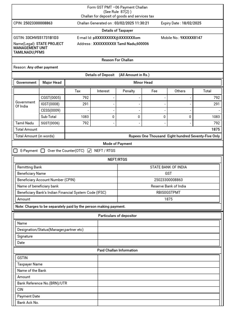 GST Challan | PDF | Cheque | Financial Services