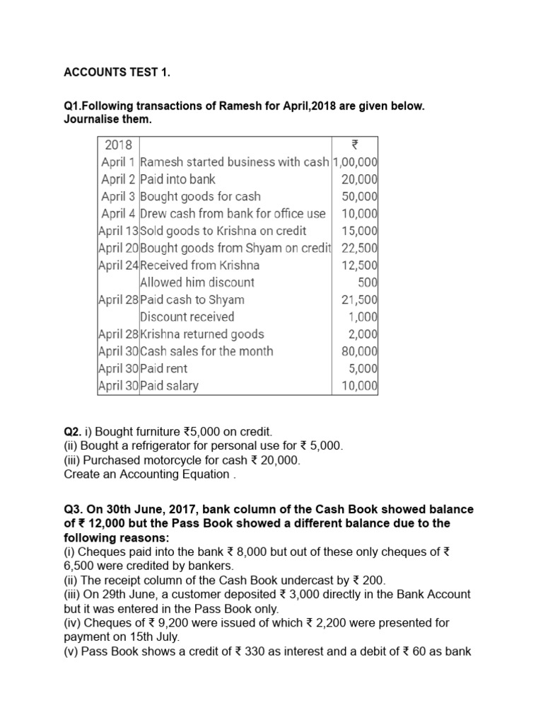 Accounting Exercises for Students | PDF