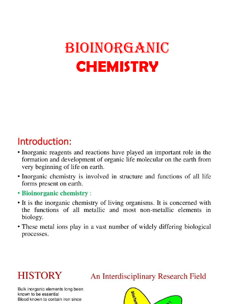 Bioinorganic Chemistry Notes | PDF | Iron | Hemoglobin