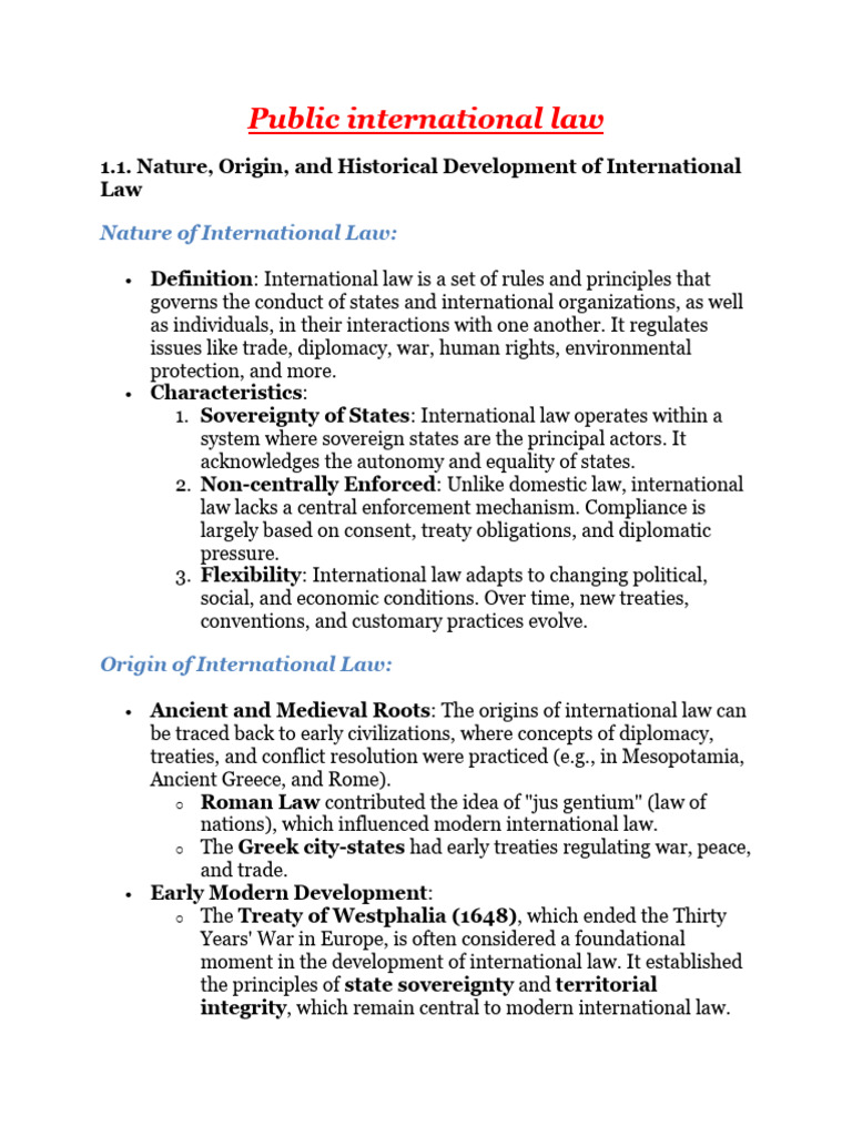 Public International Law Notes | PDF | Territorial Waters ...