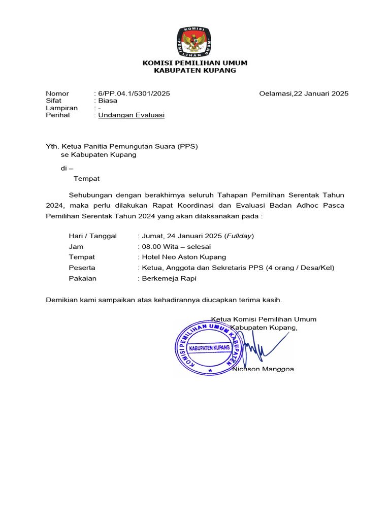undangan Evaluasi PPS | PDF