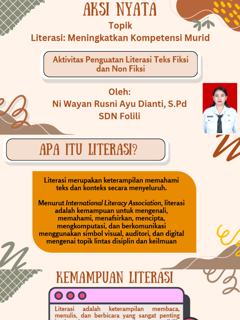 Aksi Nyata Aktivitas Penguatan Literasi Teks Fiksi Dan Non Fiksi, Ni Wayan Rusni Ayu Dianti, S ...