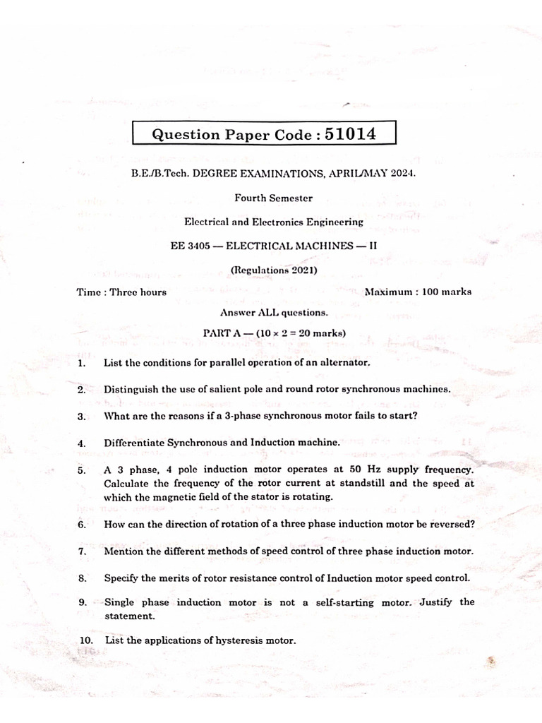 Electrical Machines - II | PDF