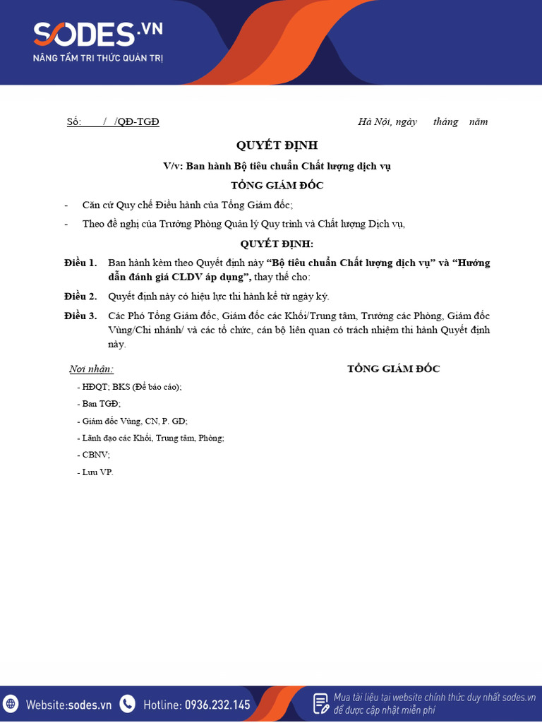 Quyet Dinh Ban Hanh BTC Chat Luong Dich Vu | PDF