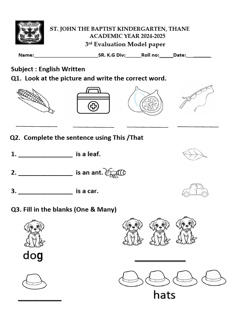 3rd Evaluation English Model Paper 2024-25 | PDF
