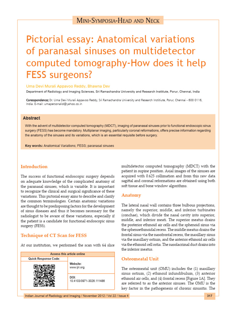 Anatomical Variation of The Paranasal Sinuses | PDF | Human Nose ...