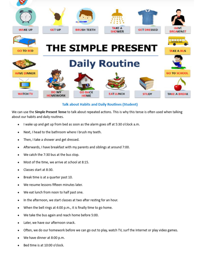 Talk About Habits and Daily Routines Activity | PDF | Lunch | Meal