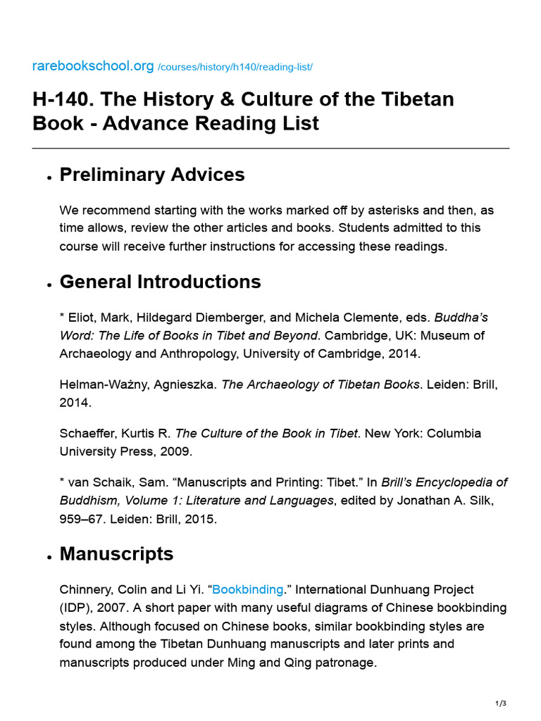 Tibetan Book History Reading List | PDF | Tibetan Buddhism | Tibet