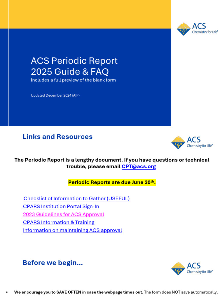 Periodic Report Guide 2025 | PDF | Nuclear Magnetic Resonance ...