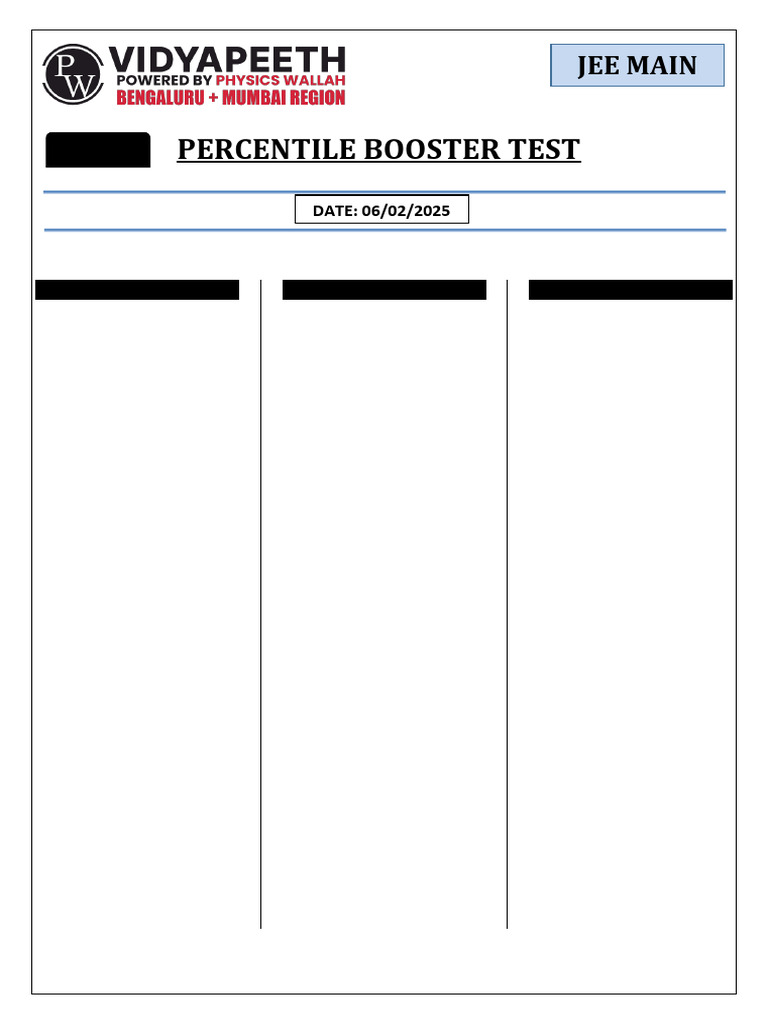 TEST-02 Percentile Booster Test JEE MAIN 06-02-2025 Solutions Sunil ...