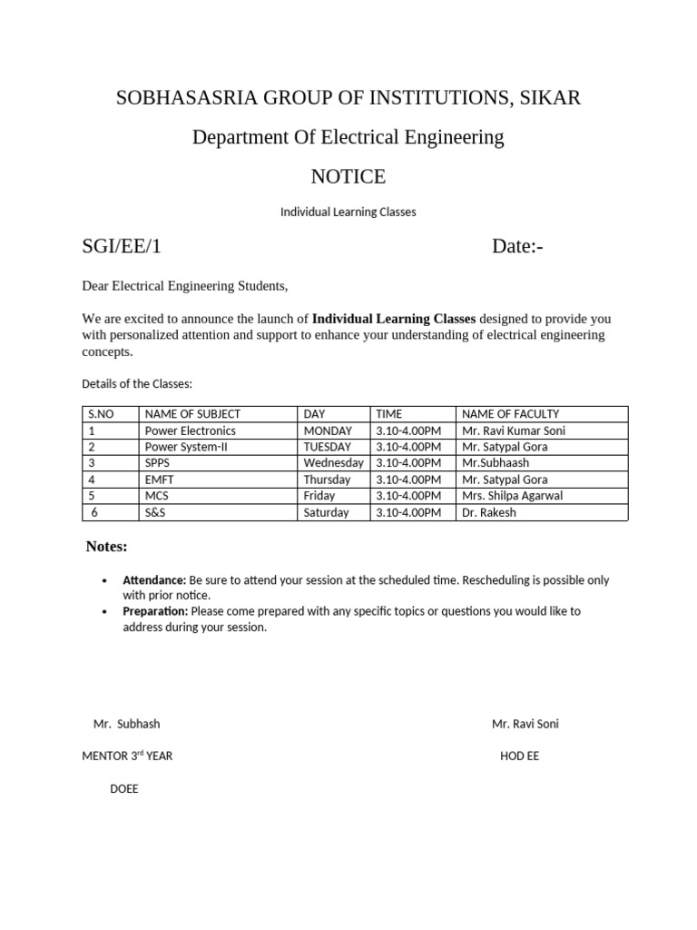 NOTICE 5.1 Indivisual Laerning 22-23 VI Sem Kamlesh | PDF | Electrical ...