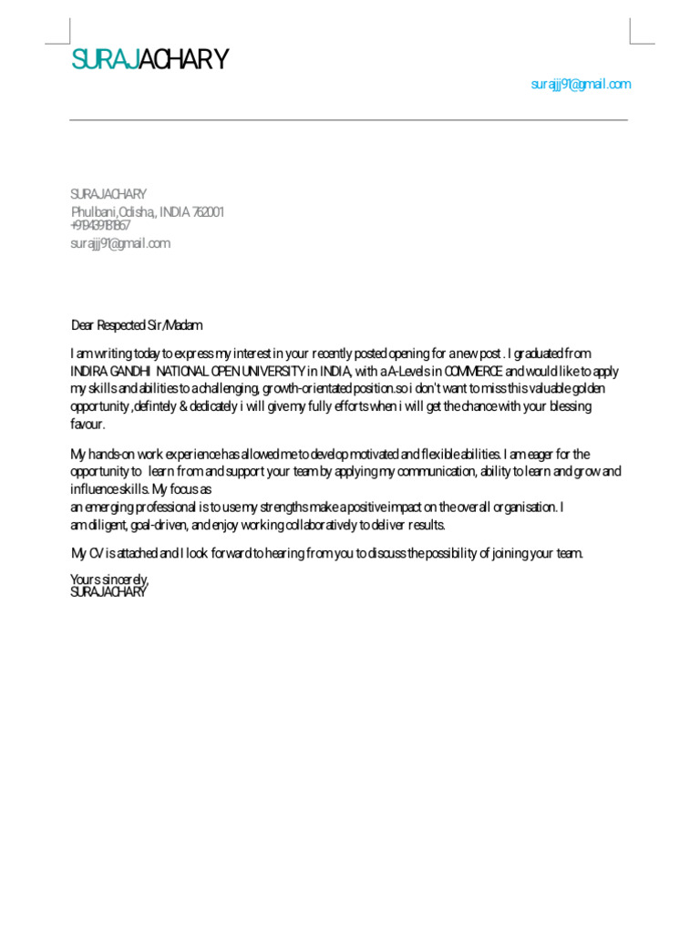 SURAJ_ACHARY_COVER Letter@ | PDF