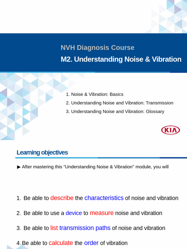 NVH - Diagnosis Course - Slide - M2 - EN - KIA | PDF | Sound | Decibel