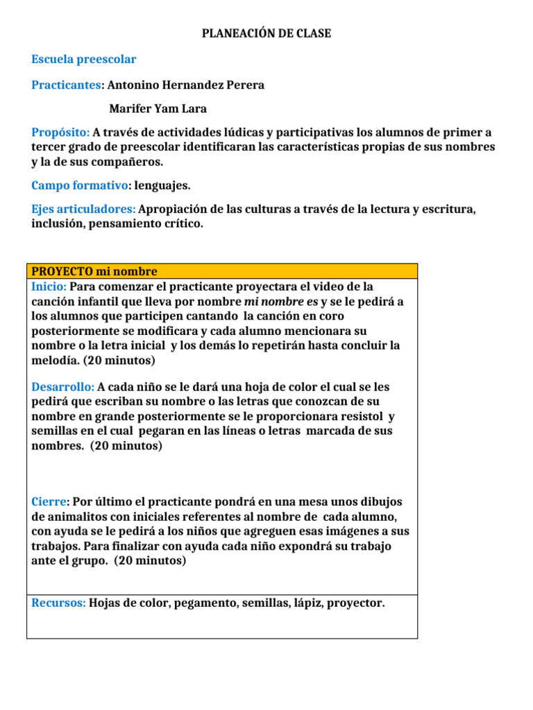 Planeación de Clase | PDF