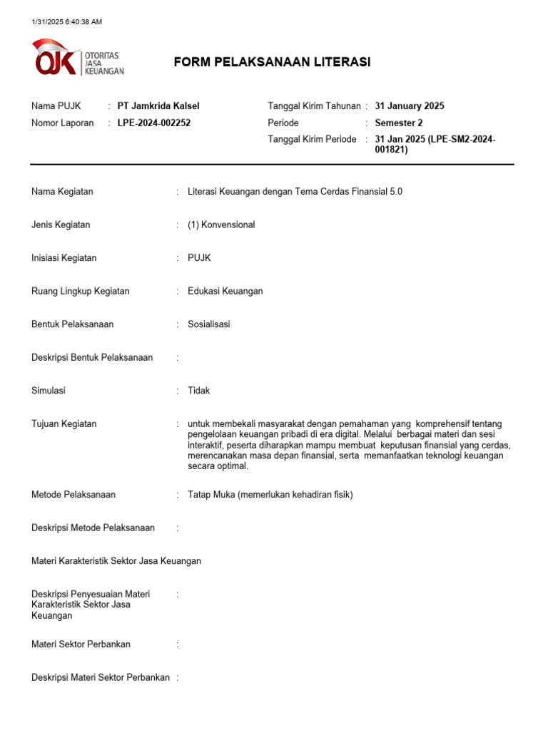 Laporan Pelaksanaan Edukasi PT Jamkrida Kalsel 1_31_2025 6_40_38 AM | PDF