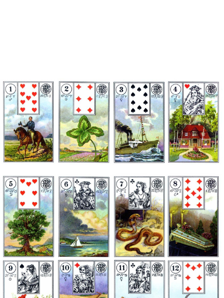 Baraja Lenormand Piatnik Clasica - 36 Cartas y Cara Trasera | PDF