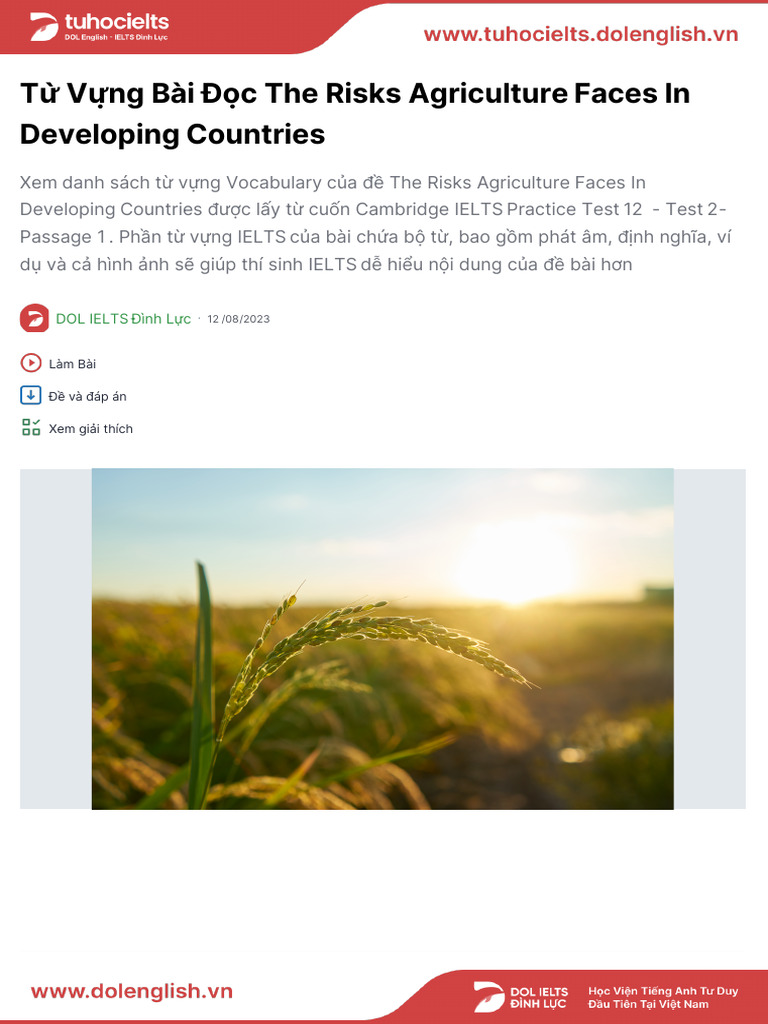 The Risks Agriculture Faces in Developing Countries | PDF