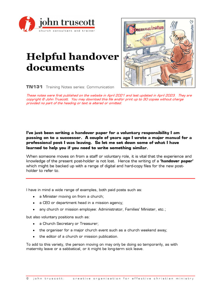 TN131 - Helpful handover documents | PDF