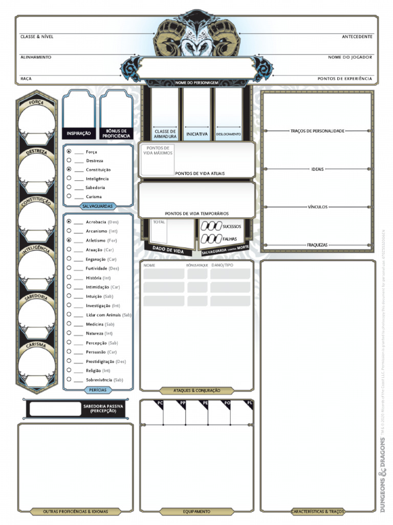 Ficha DD 5E Editavel Modelo 2 | PDF