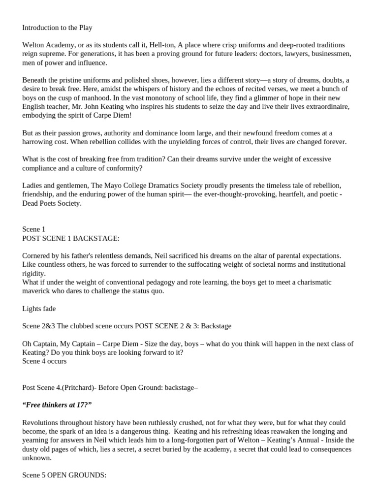 Narrator Script PG Play 2024-25-Transition Scenes Script | PDF