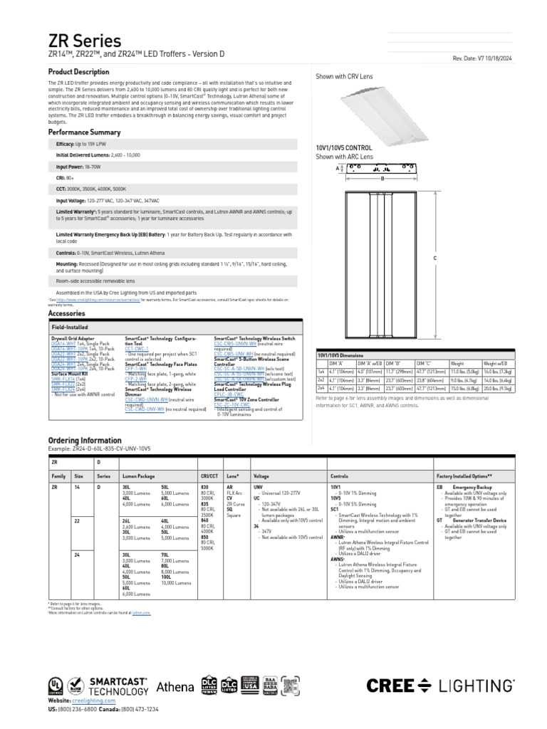 ZR-D LED Troffer Spec Sheet | PDF | Lighting | Electrical Engineering