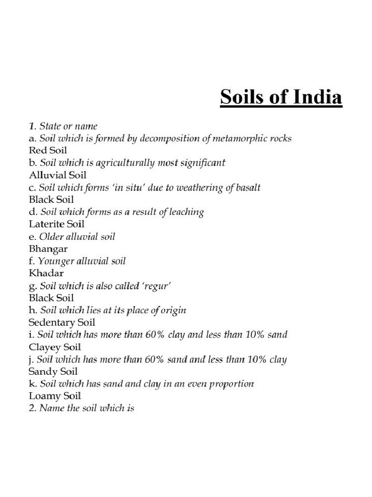 Soils of India - ICSE Geography Notes + 10 Years PYQ's | PDF