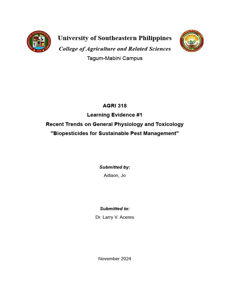 Le1 Writtenreport Toxico | PDF | Pest (Organism) | Pesticide