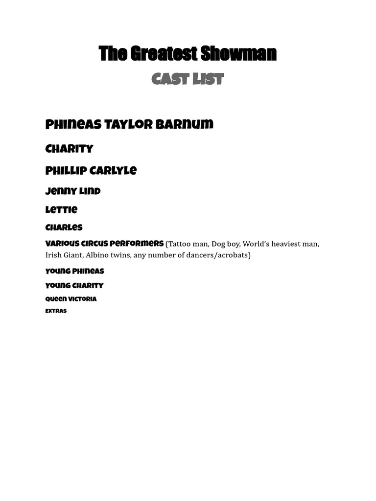 The Greatest Showman Script | PDF | P. T. Barnum