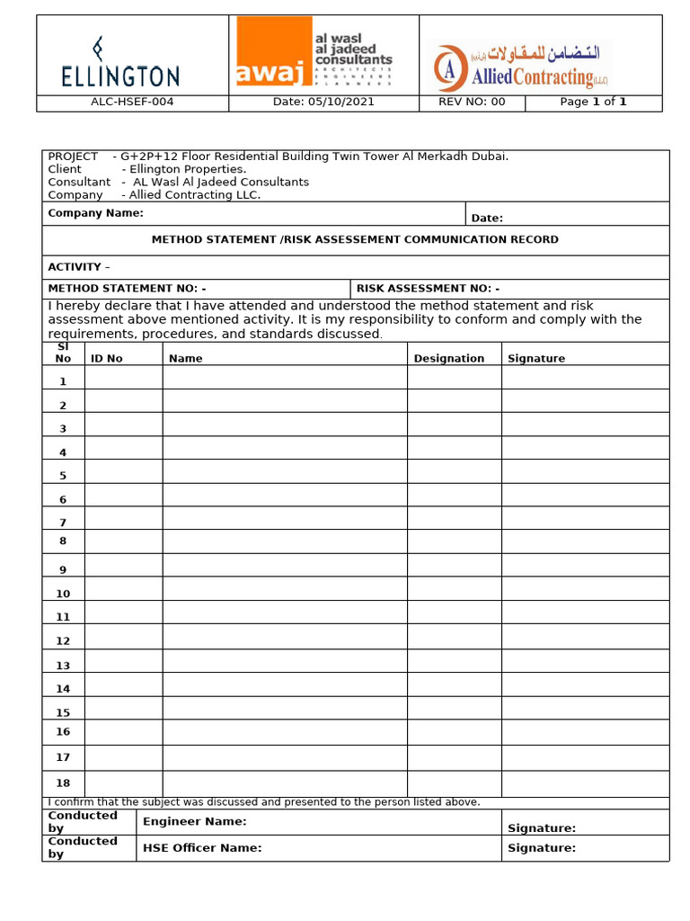 Alc-Hsef-04 - Msra Communication Record-R00 | PDF
