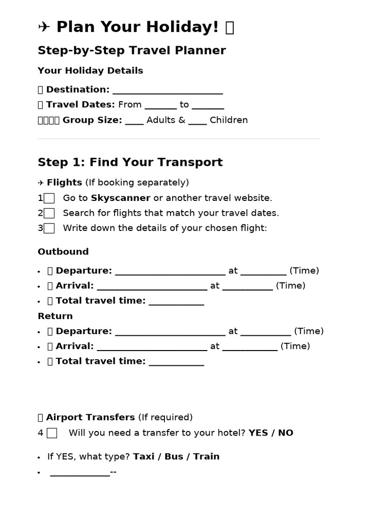 Holiday Planning Worksheet | PDF