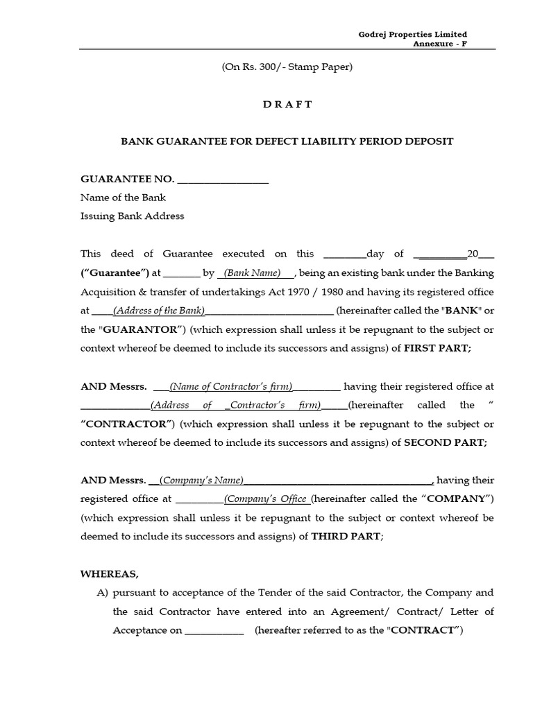 Bank Guarantee for Defect Liability | PDF | Guarantee | Employment