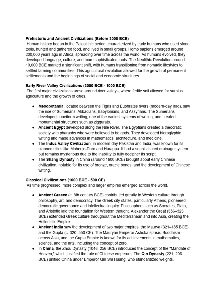 Ancient Civilizations Overview | PDF | Ancient History | Mesopotamia