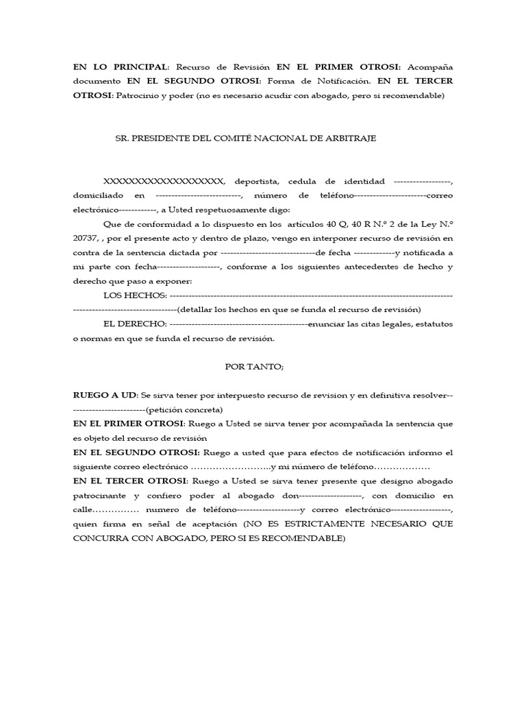 Modelo Recurso de Revisión | PDF