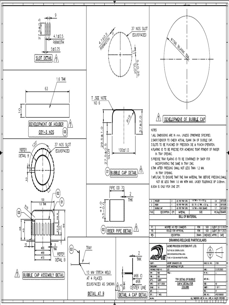 A2 Bubble Cap Column Details | PDF