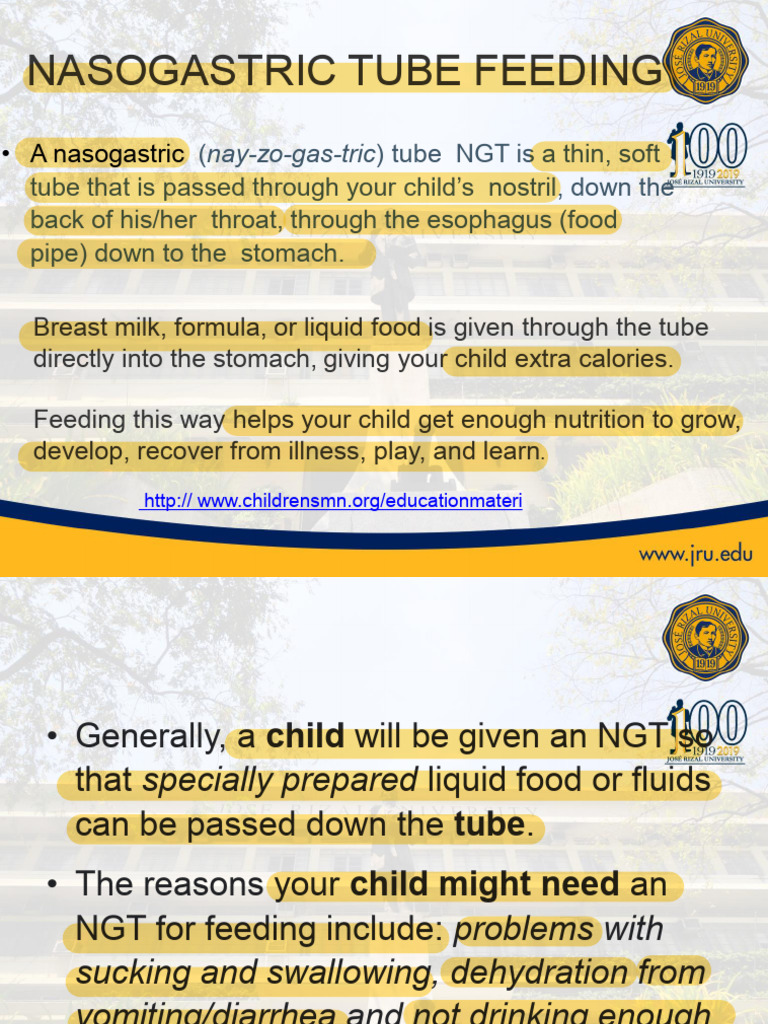NGT Tube Feeding Presentation | PDF | Clinical Medicine | Medical ...