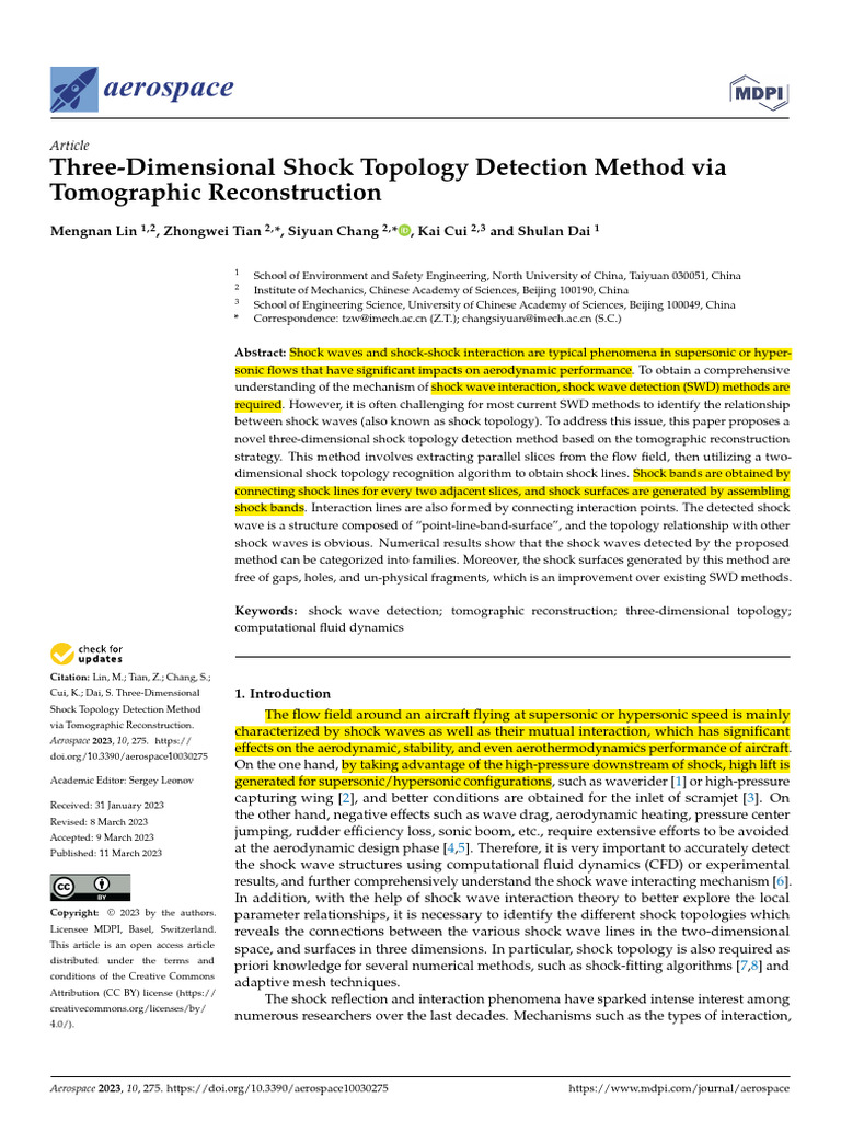 Three-Dimensional Shock Topology Detection Method | PDF | Shock Wave | Tomography