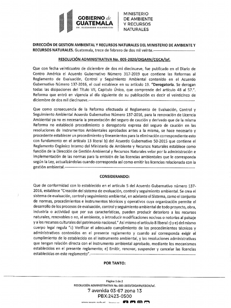 Resolucion 005 2020 | PDF