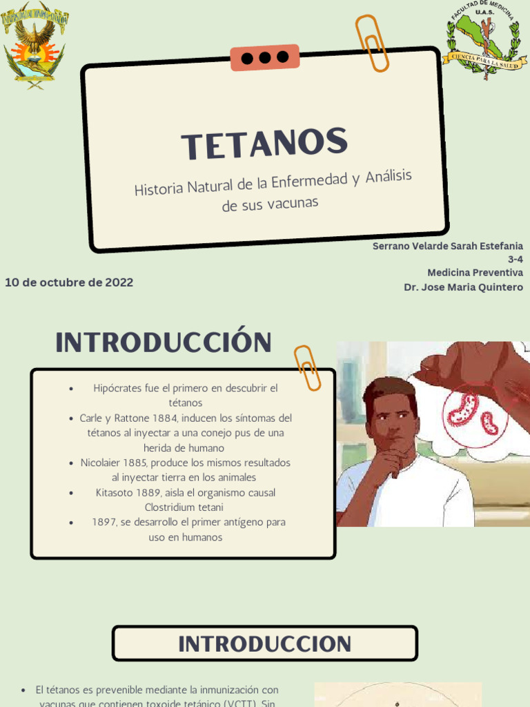 Historia y Prevención del Tétanos | PDF | Inmunología | Especialidades ...