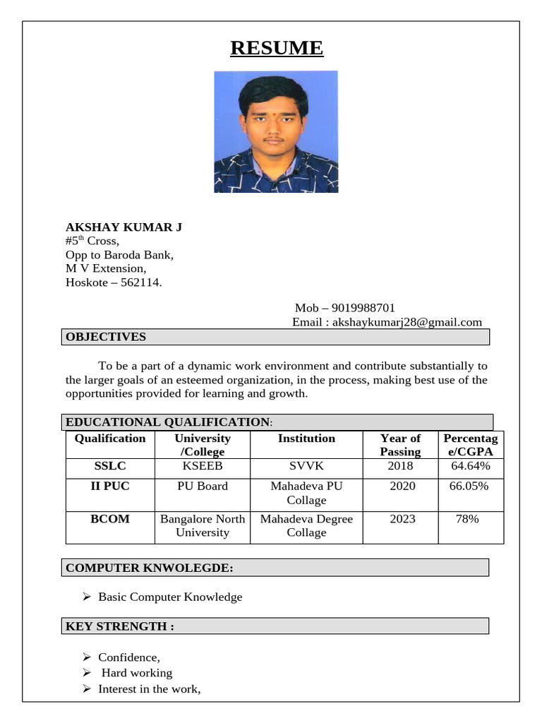 Akshay Kumar Resuma | PDF