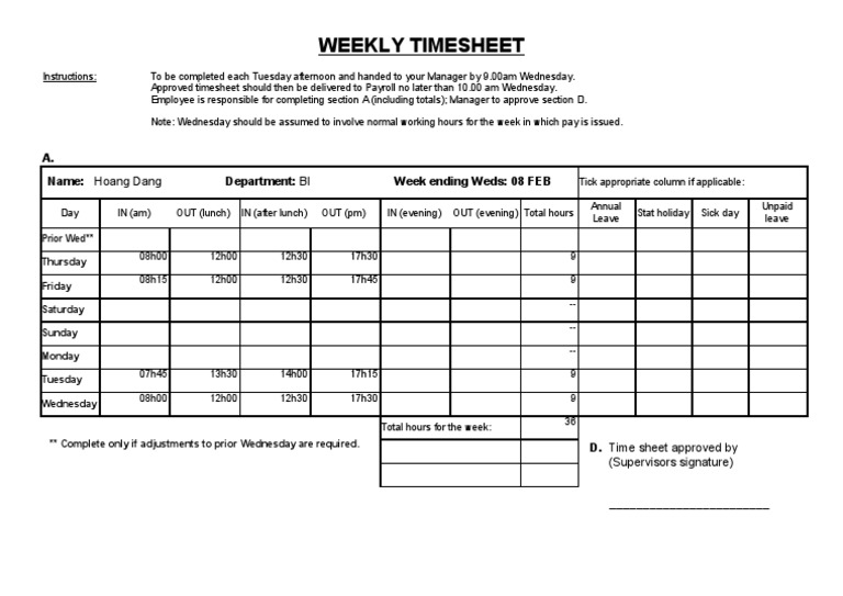 Hoang Dang Timesheet Week Ending 08 Feb | PDF | Career & Growth ...