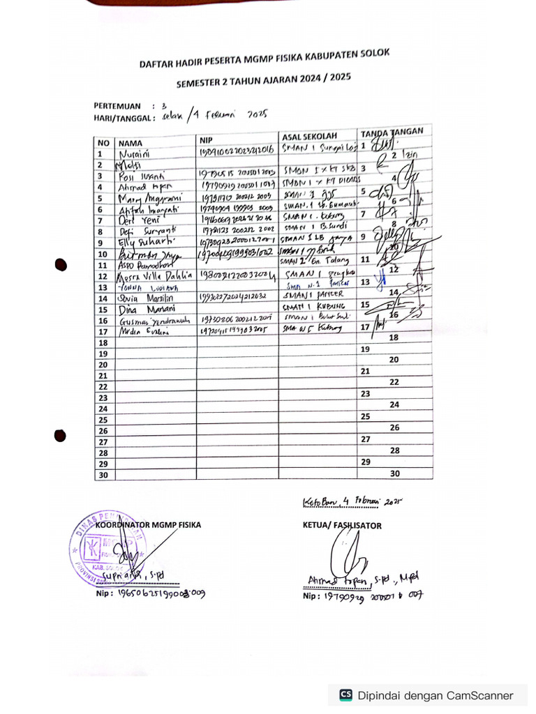 Daftar Hadir Pert 3 | PDF