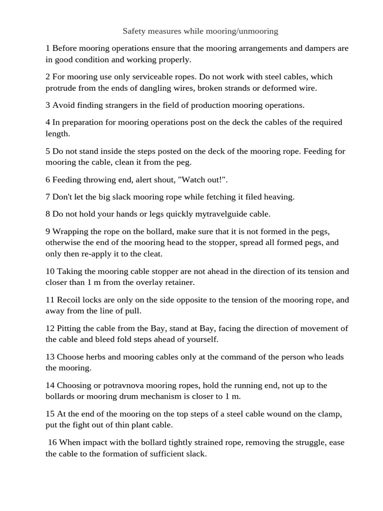 Safety Measures While Mooring Unmooring | PDF