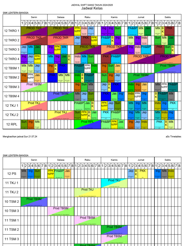 Jadwal Shift Siang 24-25 | PDF