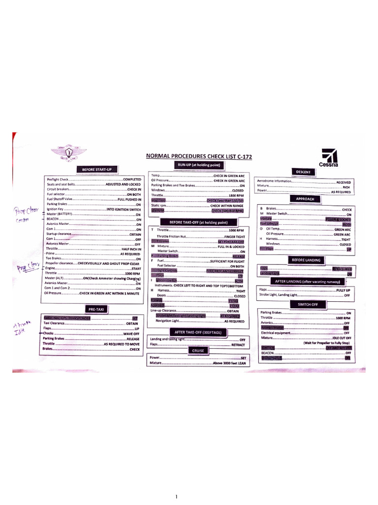 C 172 Checklist | PDF