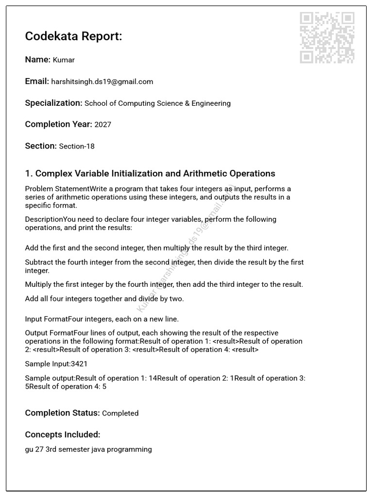 Codekata Report 1737086941890 | PDF | Area | Integer (Computer Science)