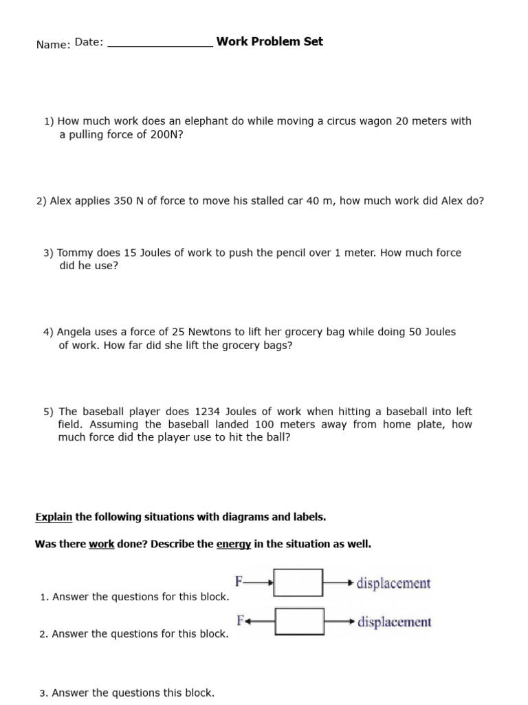 Raquel Lago Lapeña PHYSICS WORK PROBLEM SET | PDF