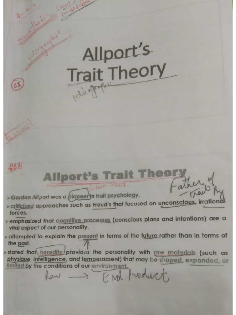 Trait and Type Theory of Personality | PDF